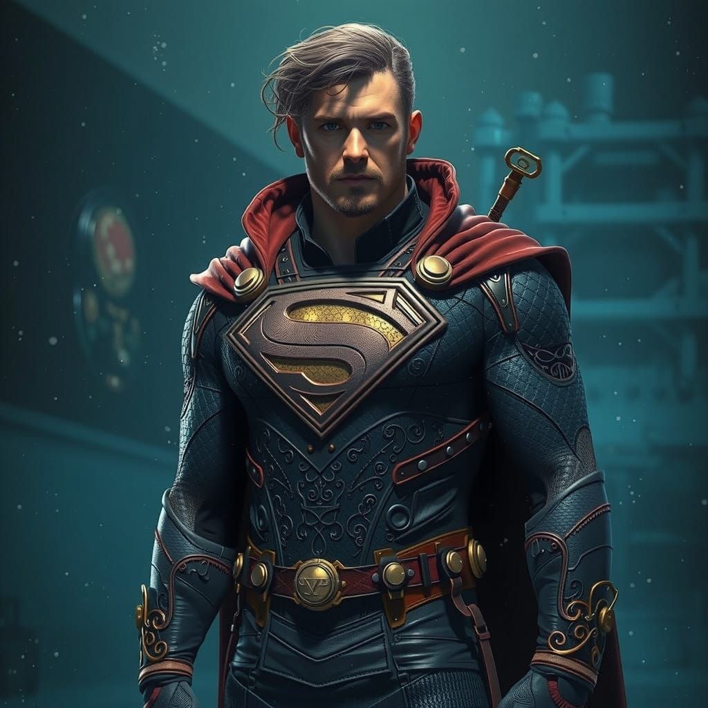 Steampunk Heroine in Victorian Superman Suit with ... - AI Art