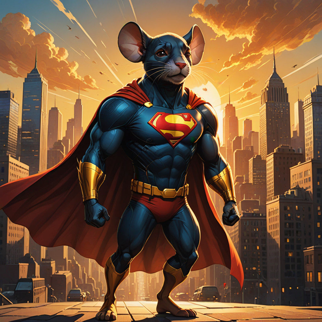 Mighty mouse - Superhero Mouse in Vibrant Digital Art