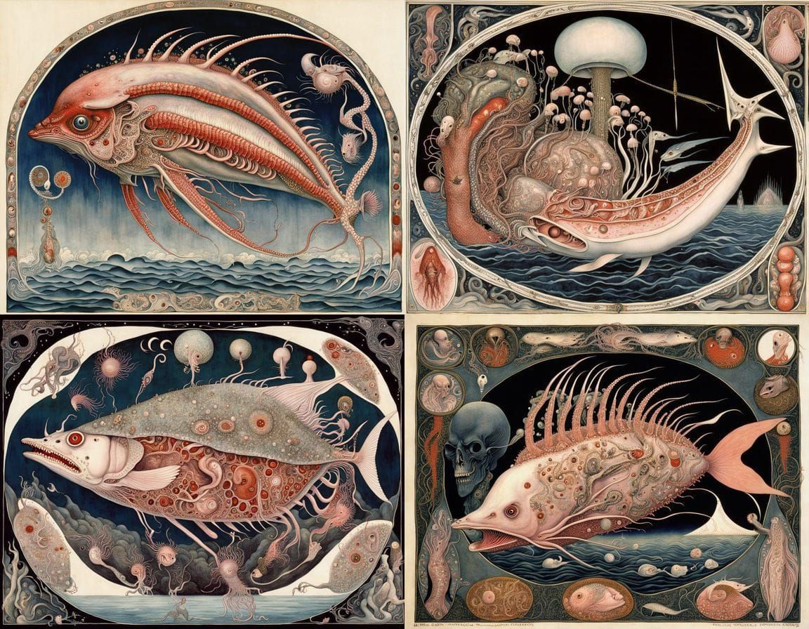 Surreal Hyperbaric Homunculus in a Noctilucent Sto... - AI Art