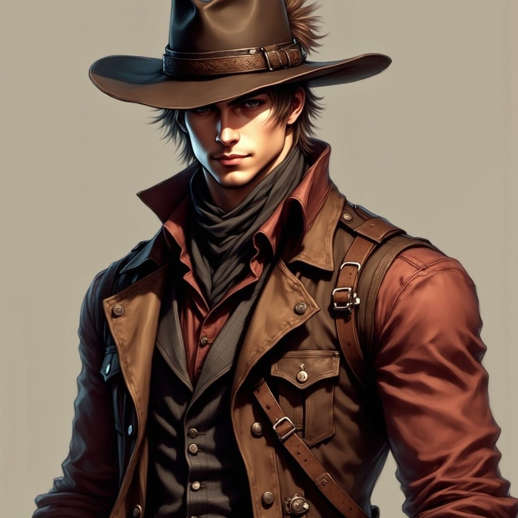 Cowboy - Cyberpunk Cowboy in Distressed Leather