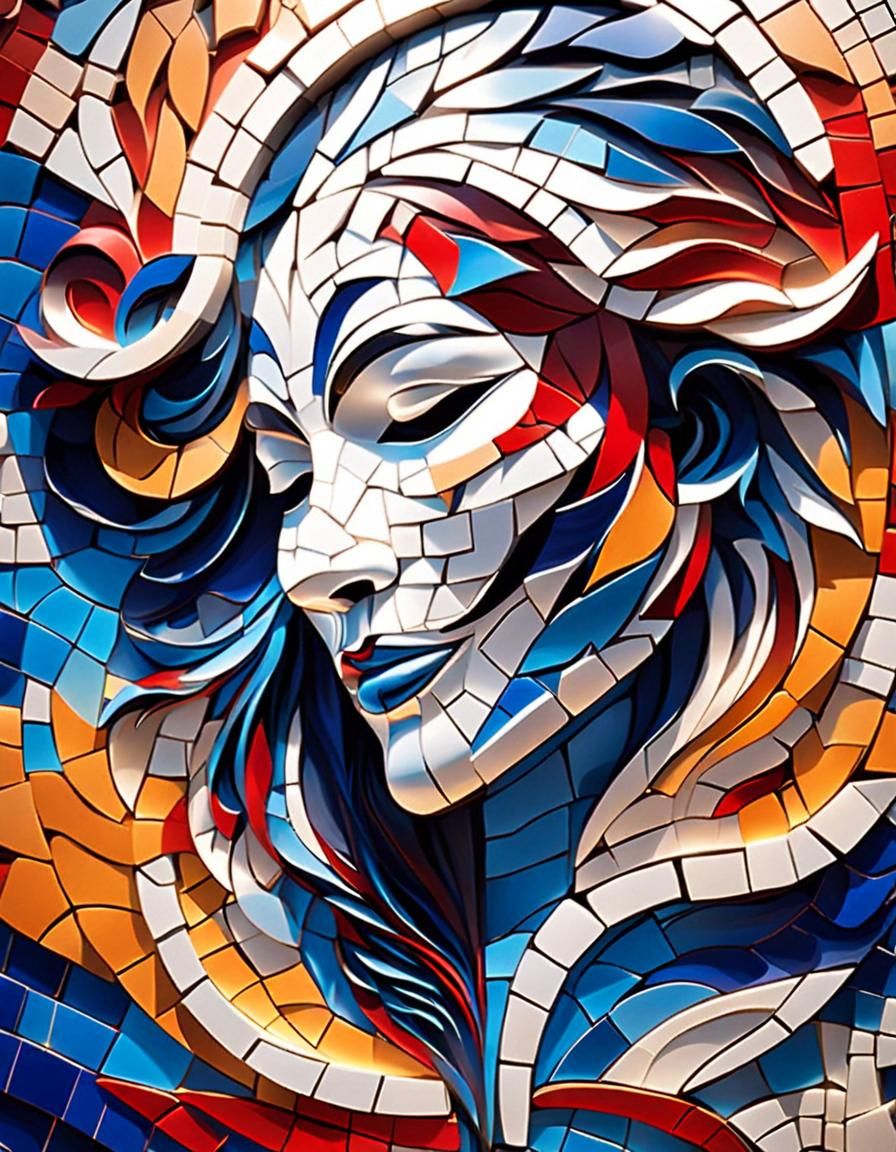 Mosaic face - AI Generated Artwork - NightCafe Creator