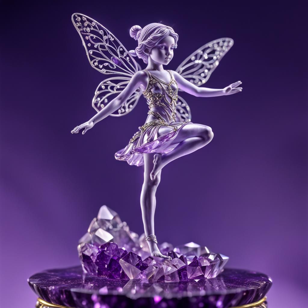 a little crystal fairy on an amethyst stand - AI Generated Artwork ...