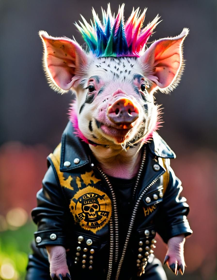 Punk Rock Pig - AI Generated Artwork - NightCafe Creator