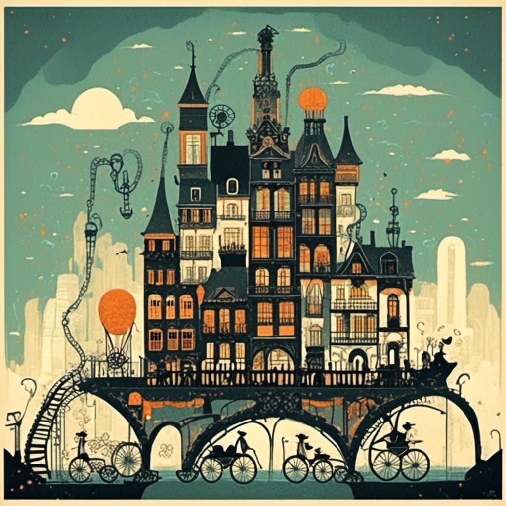 City in the style of Tang Yau Hoong - AI Generated Artwork - NightCafe ...