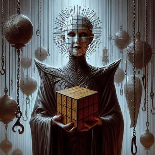 Female Pinhead with Lament Configuration Cube - AI Art