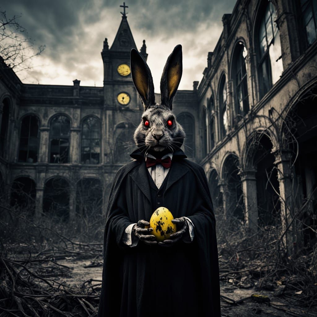 Gothic Easter Bunny in Dark Fantasy Illustration - AI Art