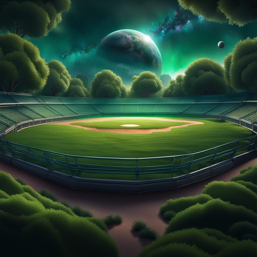 An intergalactic baseball field - AI Generated Artwork - NightCafe Creator