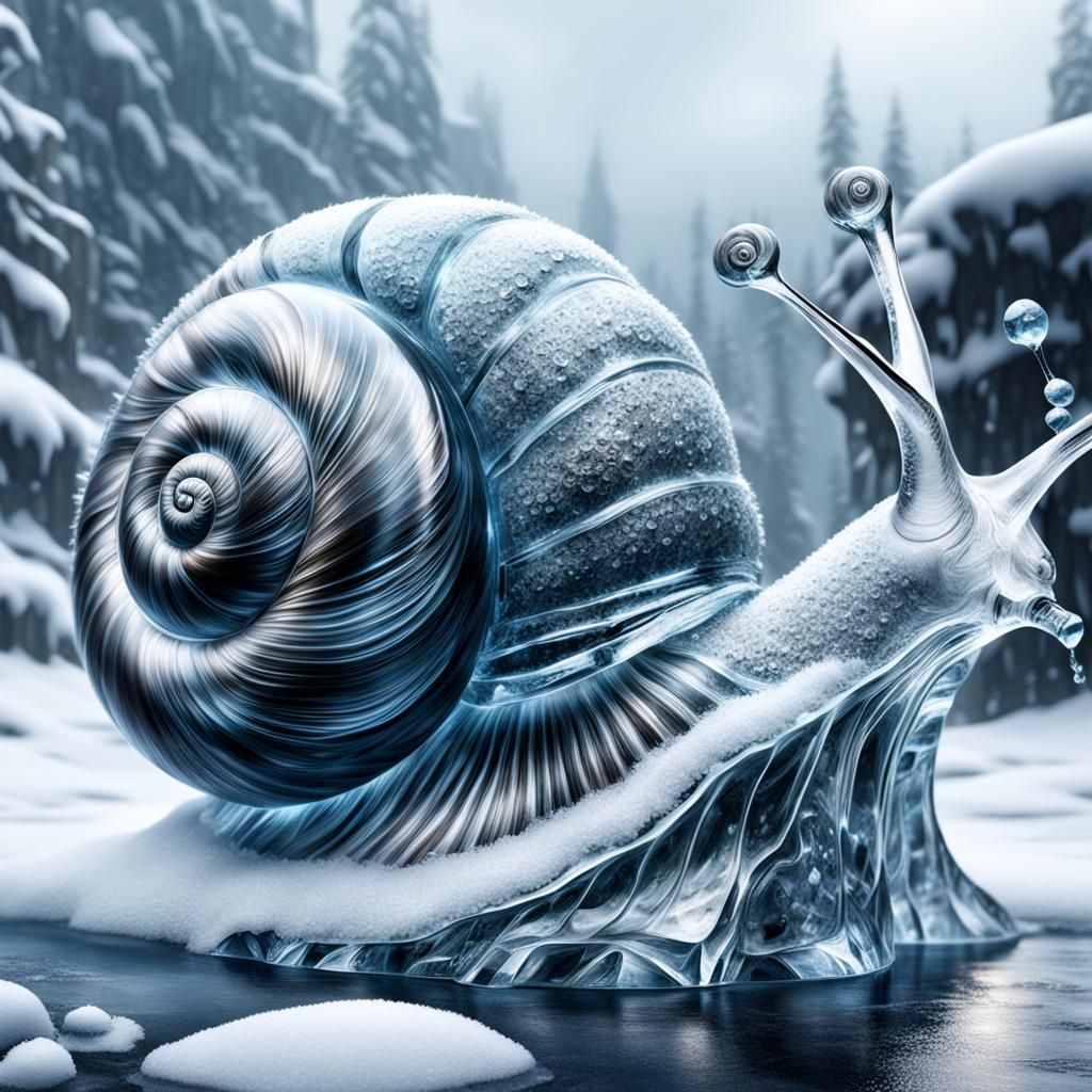 ice sculpture of a snail - AI Generated Artwork - NightCafe Creator