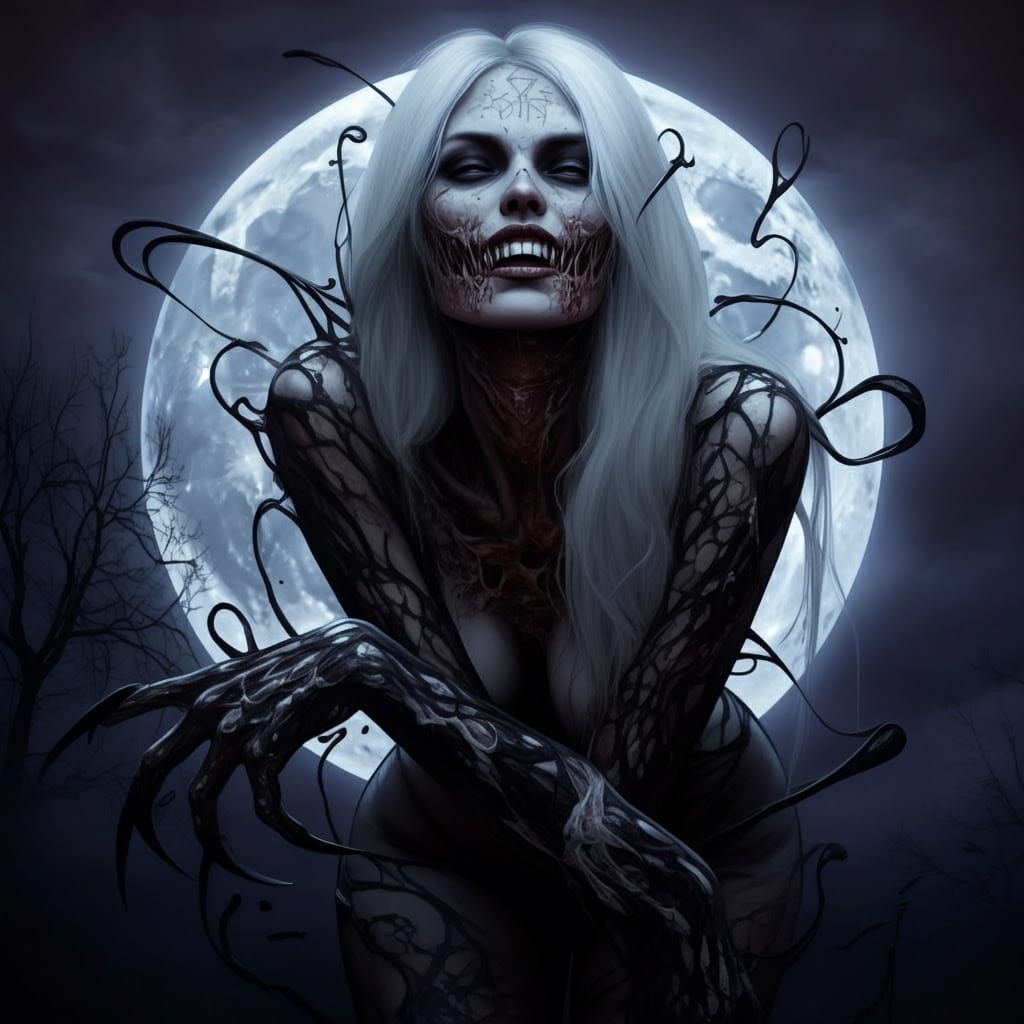 A female ghoul with needle sharp teeth like Venom from Marvel Comics ...