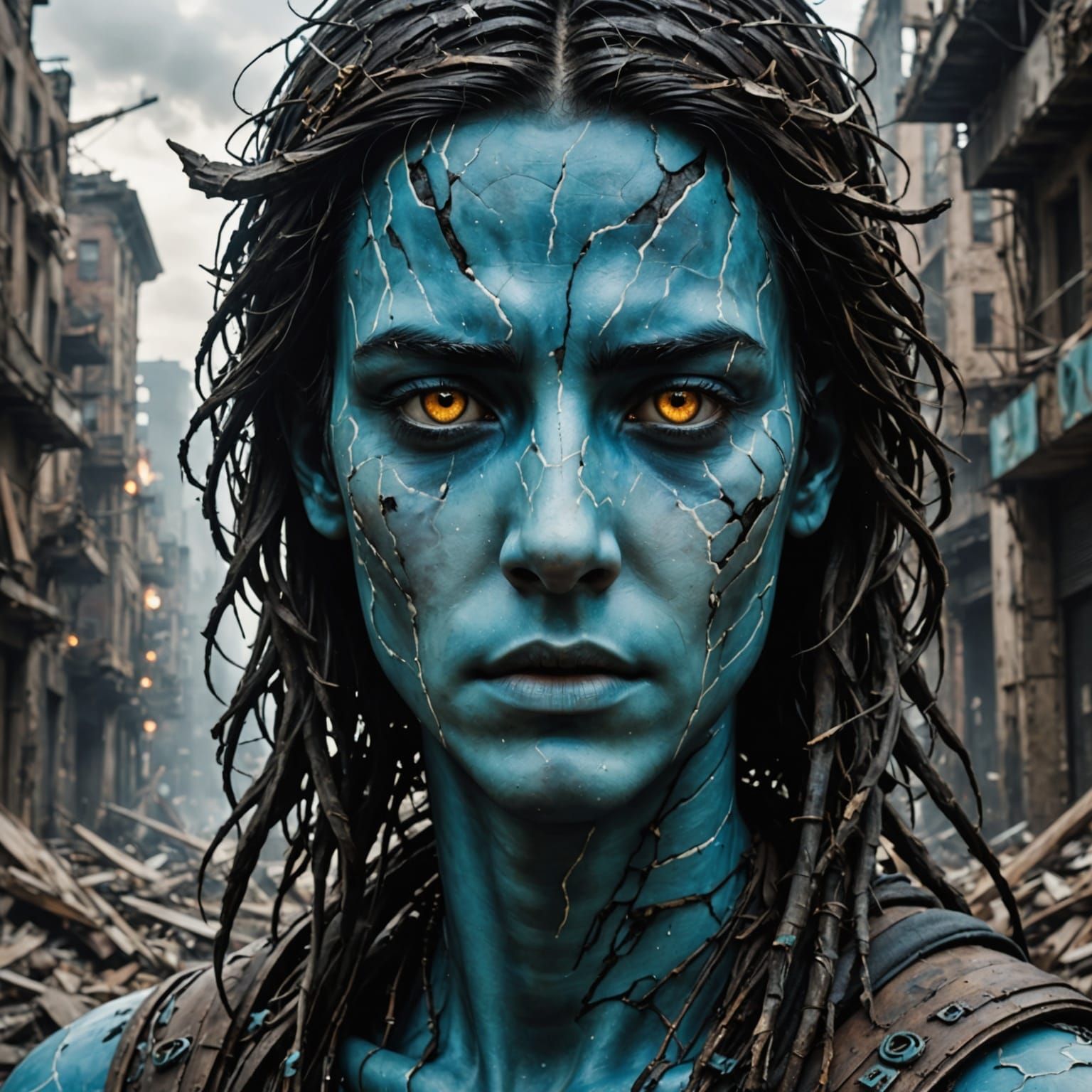 Digital Avatar Amidst Crumbling World: Ethereal Sa... - AI Art