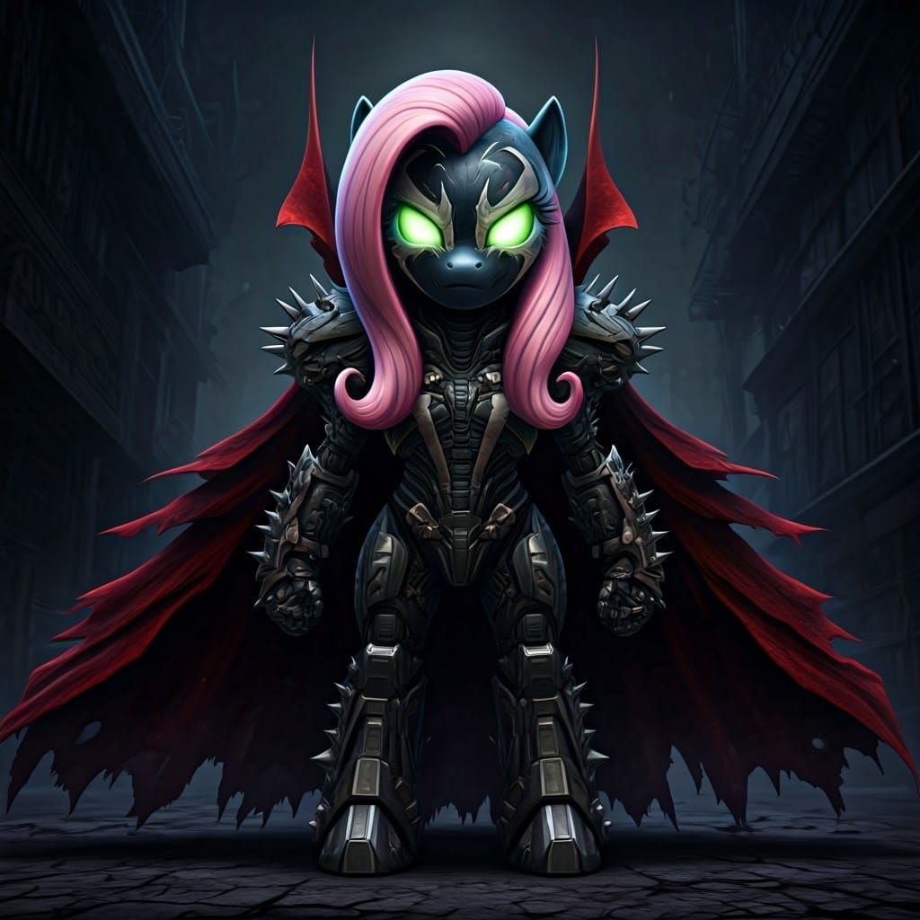 Fluttershy (MLP) as Spawn (comic) - Cyberpunk Goddess Equest...