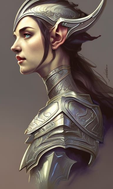Elven Knight Armor, head and shoulders portrait, 8k resolution concept ...