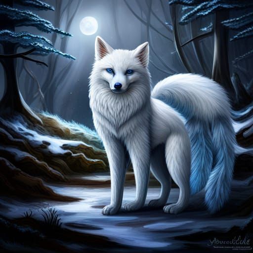 Arctic fox/kitsune - AI Generated Artwork - NightCafe Creator