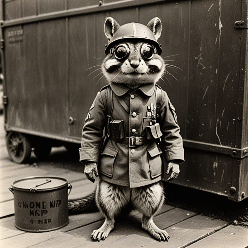 Laser Pointer Operator - Chipmunk Soldier in World War One U...