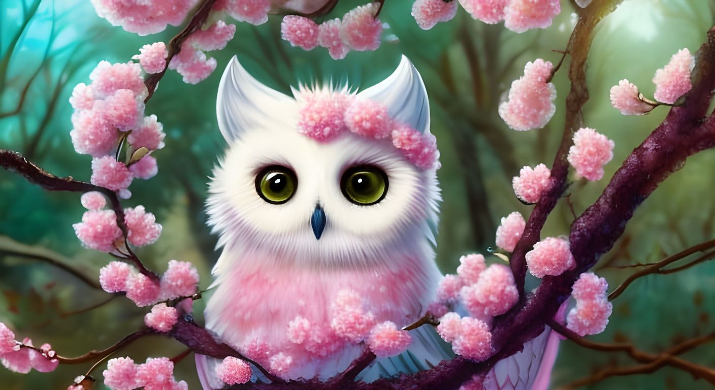 Cherryblossom-Owl #3 - AI Generated Artwork - NightCafe Creator
