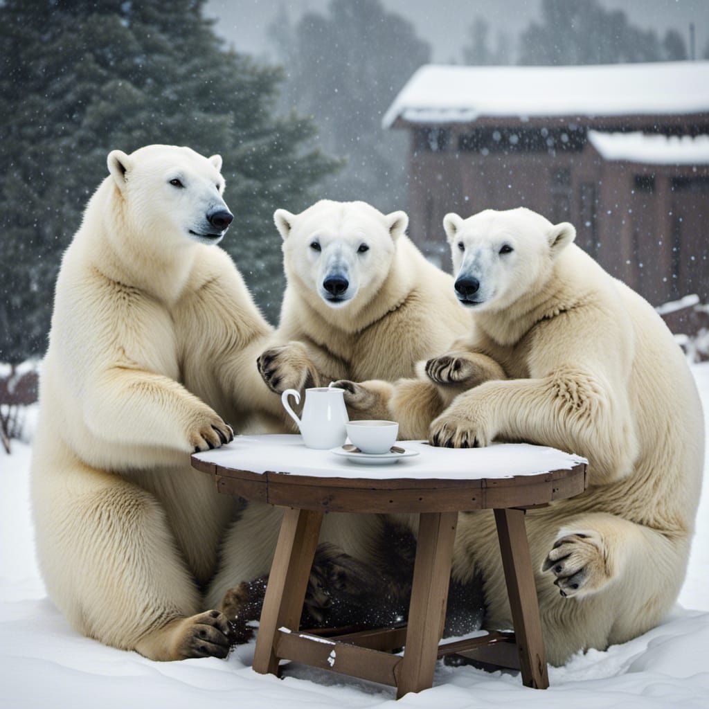 Polar Bears Drinking Coffee - AI Generated Artwork - NightCafe Creator