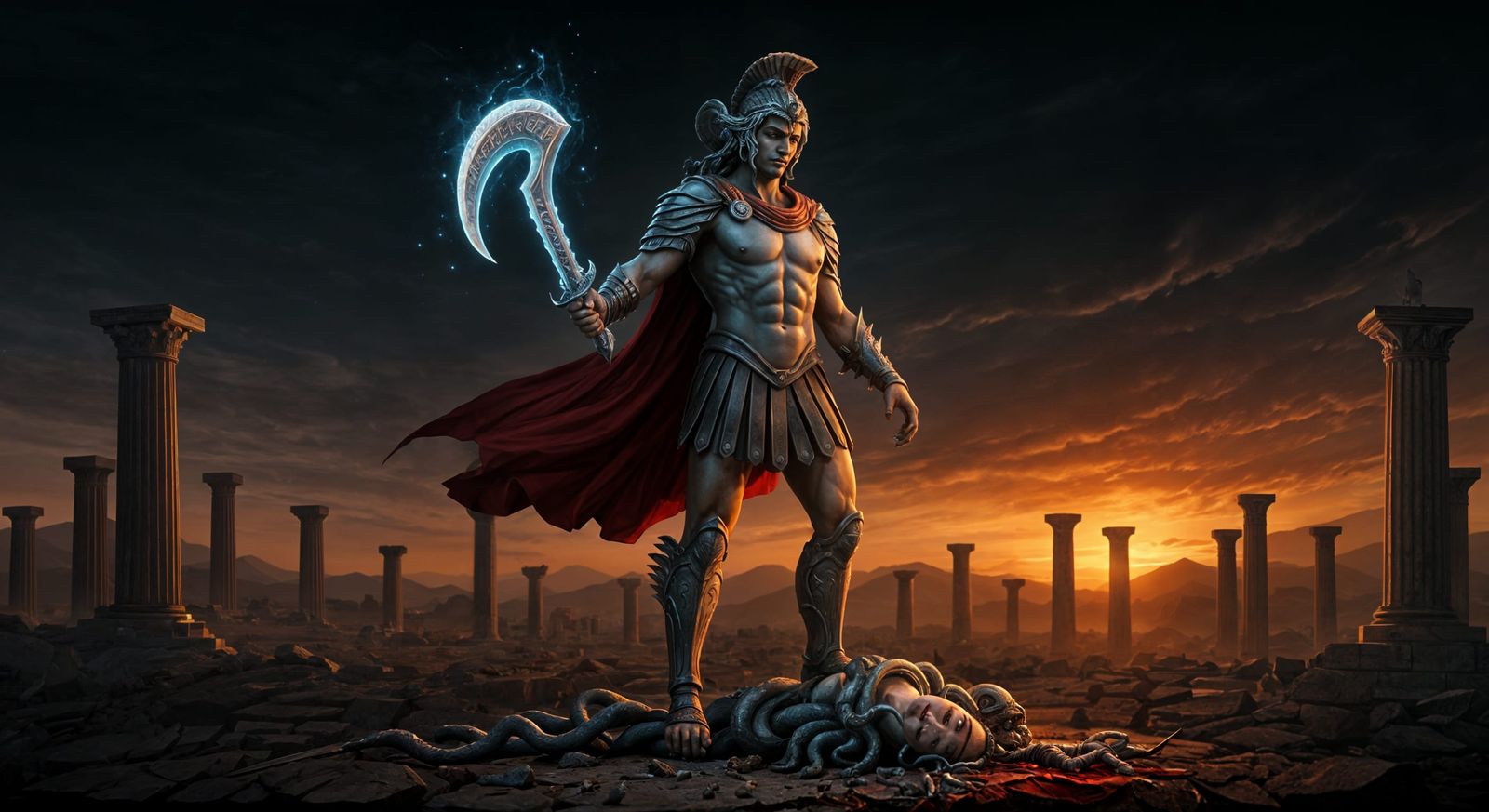 Ancient Greek Warrior Triumphs with Adamantine Swo... - AI Art