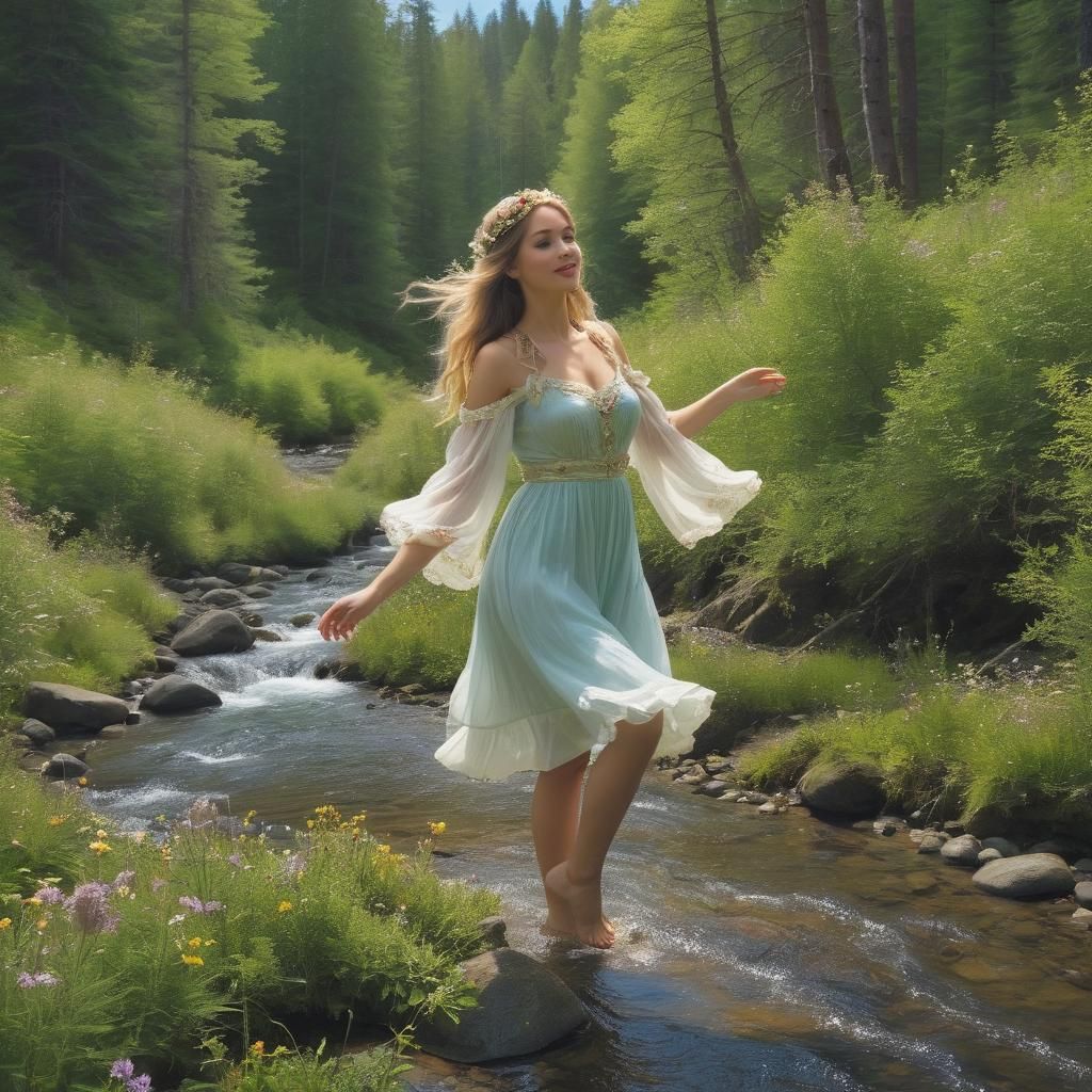 Beautiful Forest Princess dancing in the wildflowers - AI Generated ...