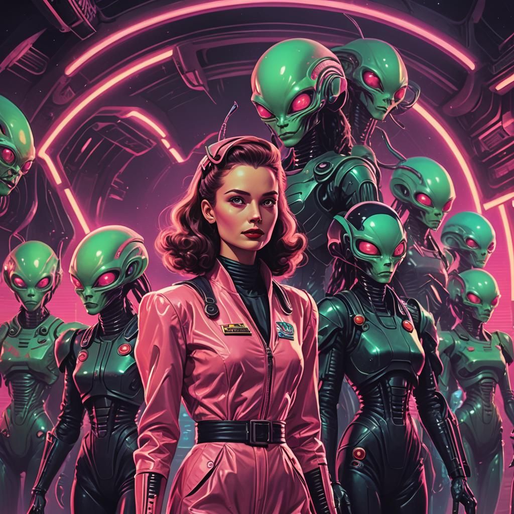 female Aliens that look like characters in 1940's Nior films with 40's ...