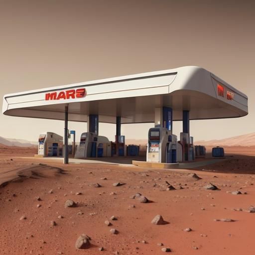 Gas station on Mars, amazingly hyperdetailed - AI Generated Artwork ...