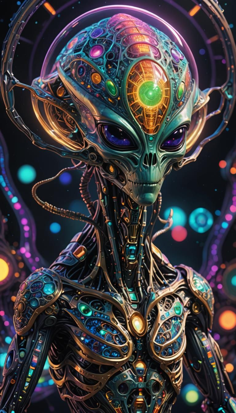 Psychedelic alien pharo - AI Generated Artwork - NightCafe Creator