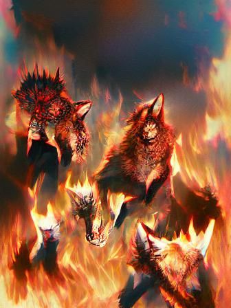 Burning Hell Wolves - AI Generated Artwork - NightCafe Creator