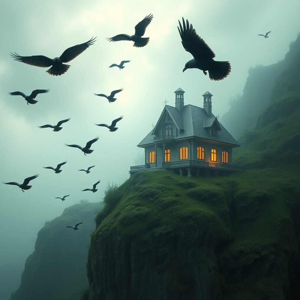Birds - Crows in Dramatic Digital Matte Painting