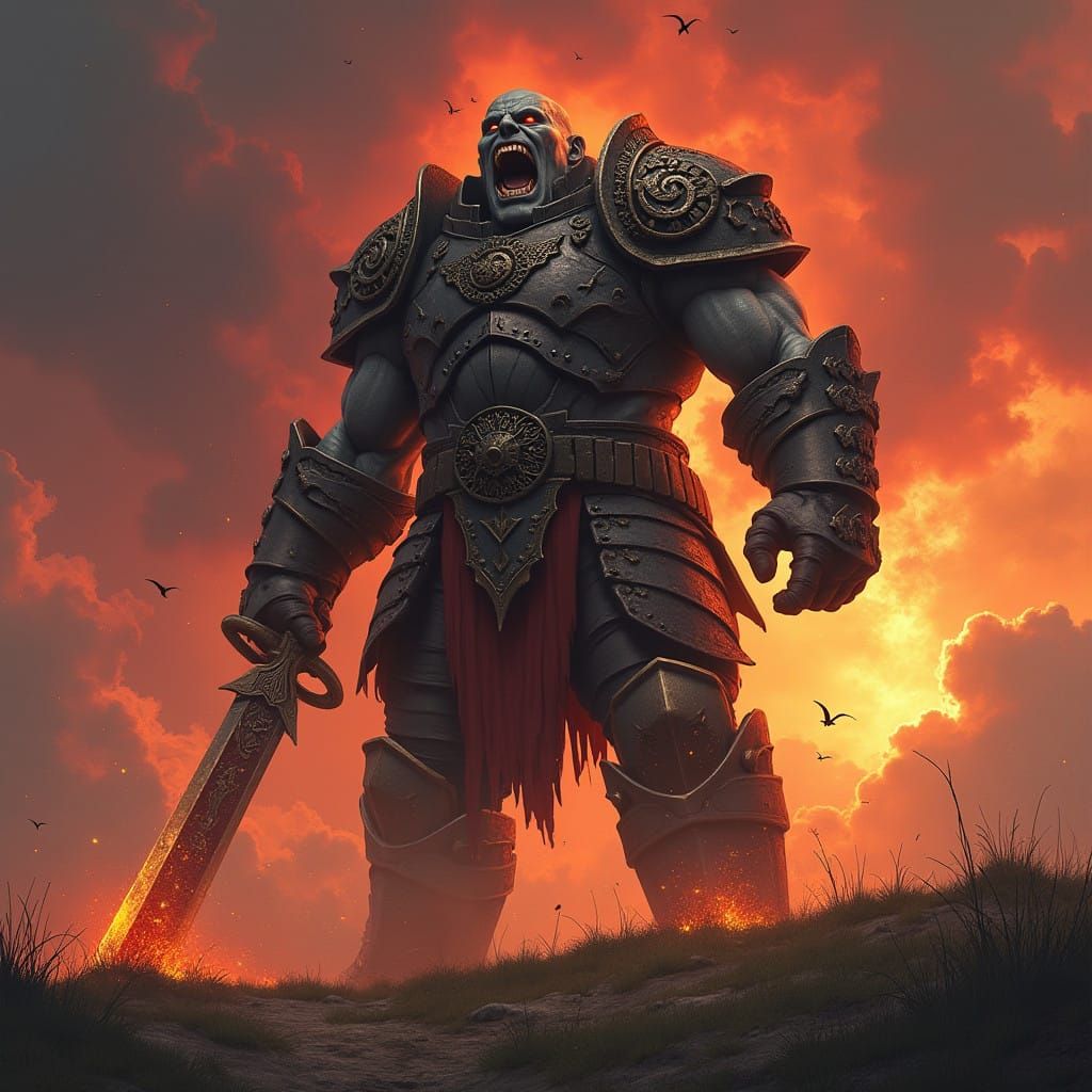 Goliath Paladin Charging into Battle in Dark Fanta... - AI Art