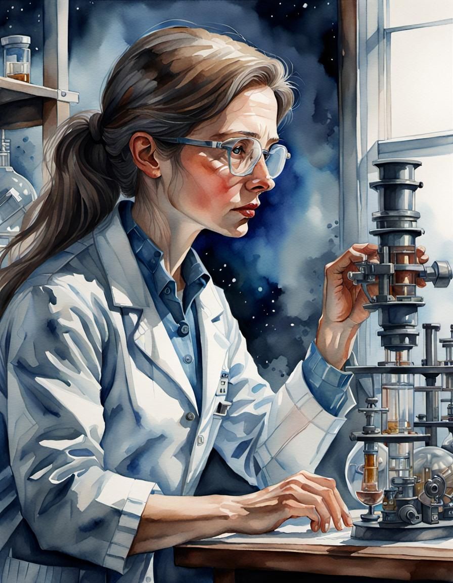 A woman scientist, Watercolor - AI Generated Artwork - NightCafe Creator