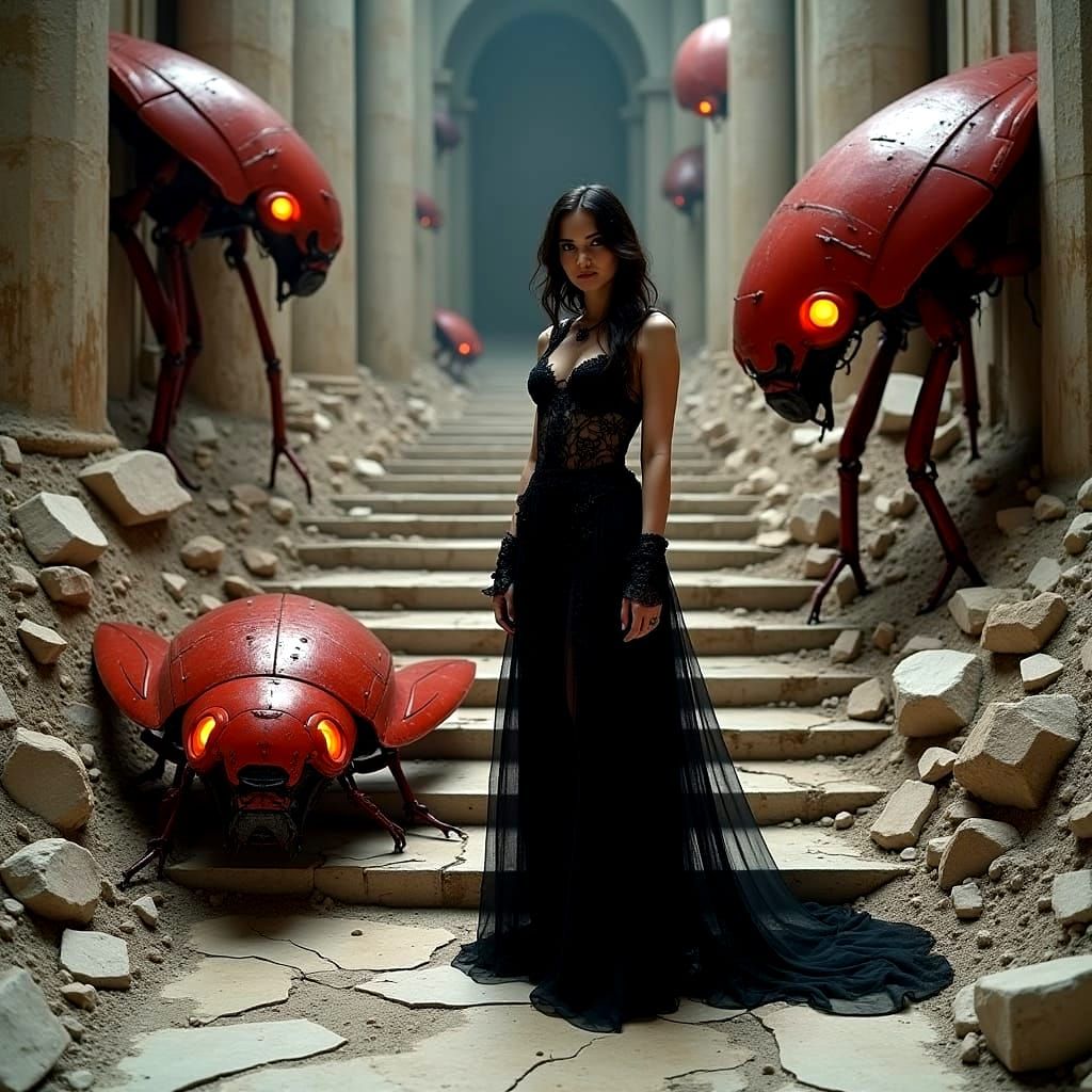 Cyberpunk Gothic Insects Among Ruins - AI Art