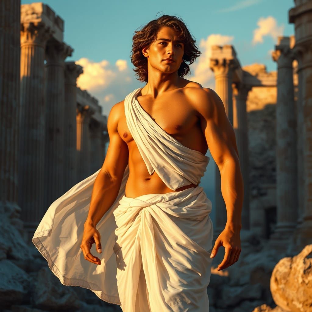 the god apollo - Classical God Apollo in Ancient Greek Ruins