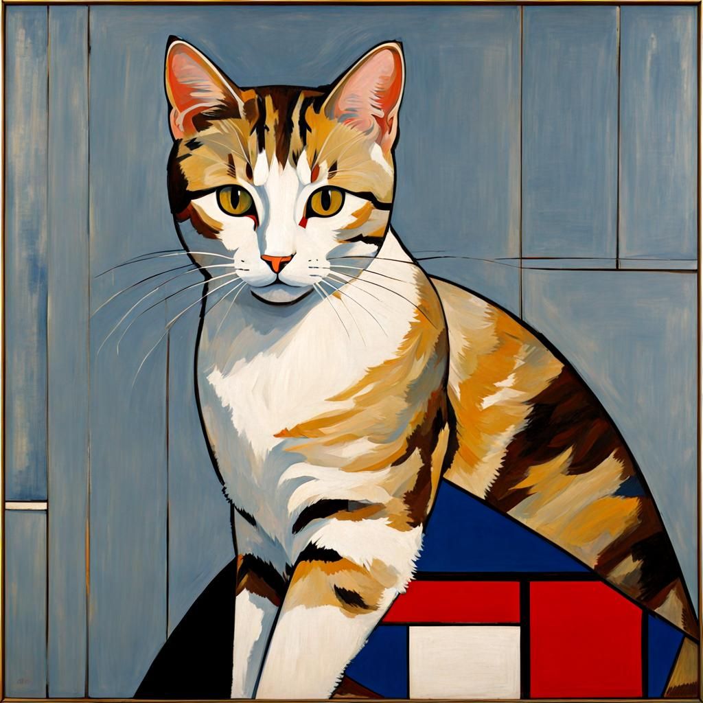 Piet Mondrian's Cat - AI Generated Artwork - NightCafe Creator