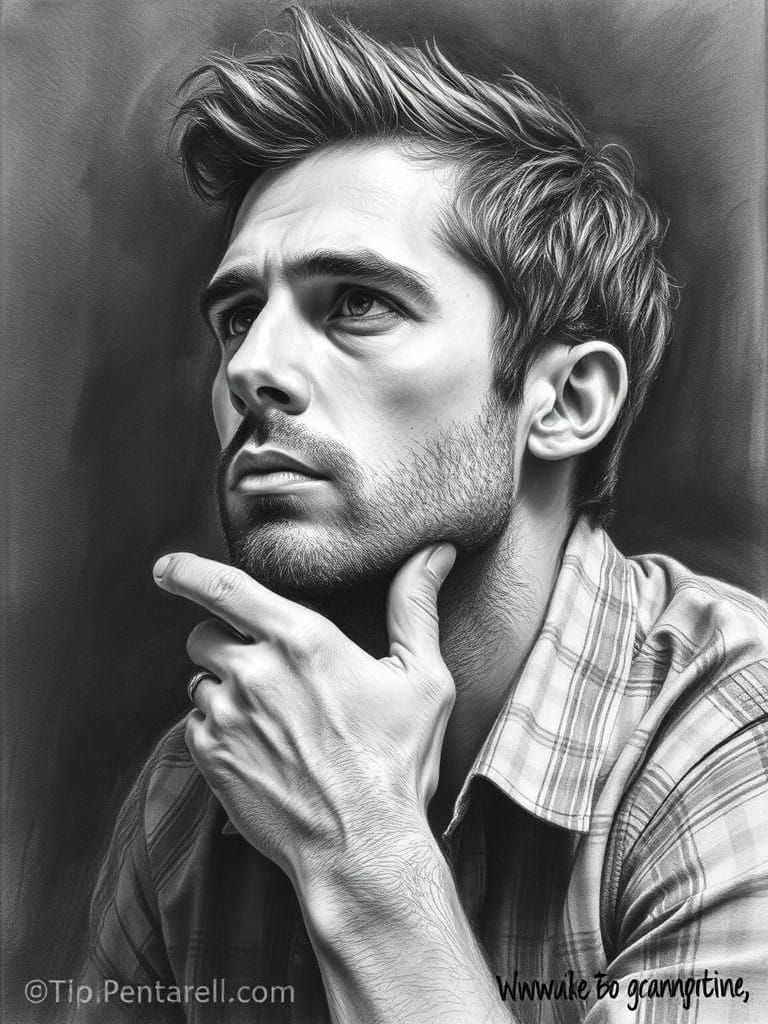 Men in Hyperdetailed Charcoal Drawing - Overthinki... - AI Art