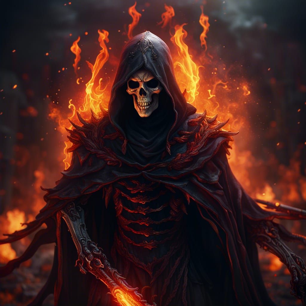 Grim Reaper with Fire - AI Generated Artwork - NightCafe Creator