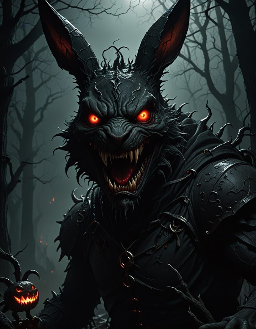 Demon Rabbit - Shadowy Demon with a Menacing Grin