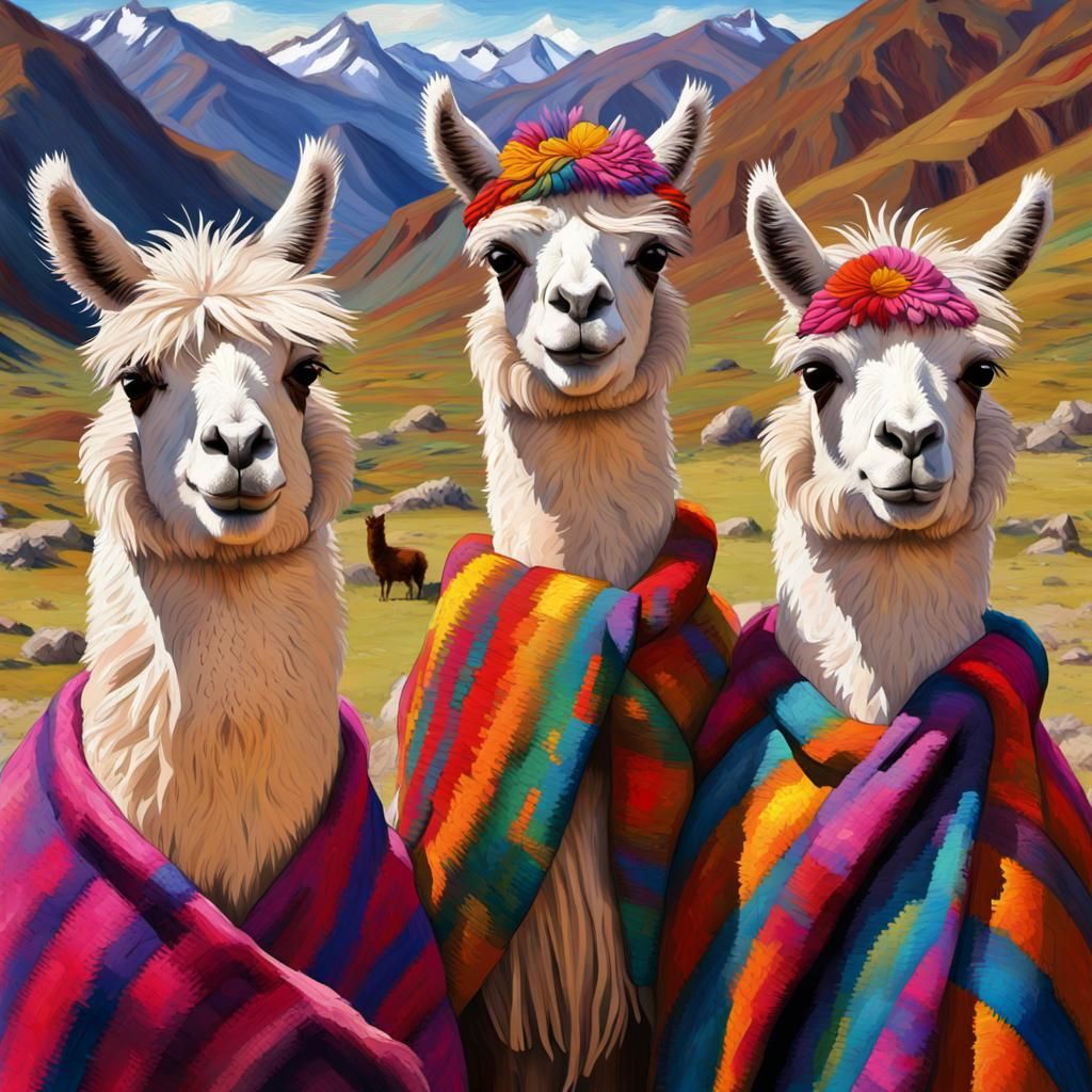 Happy llamas - AI Generated Artwork - NightCafe Creator