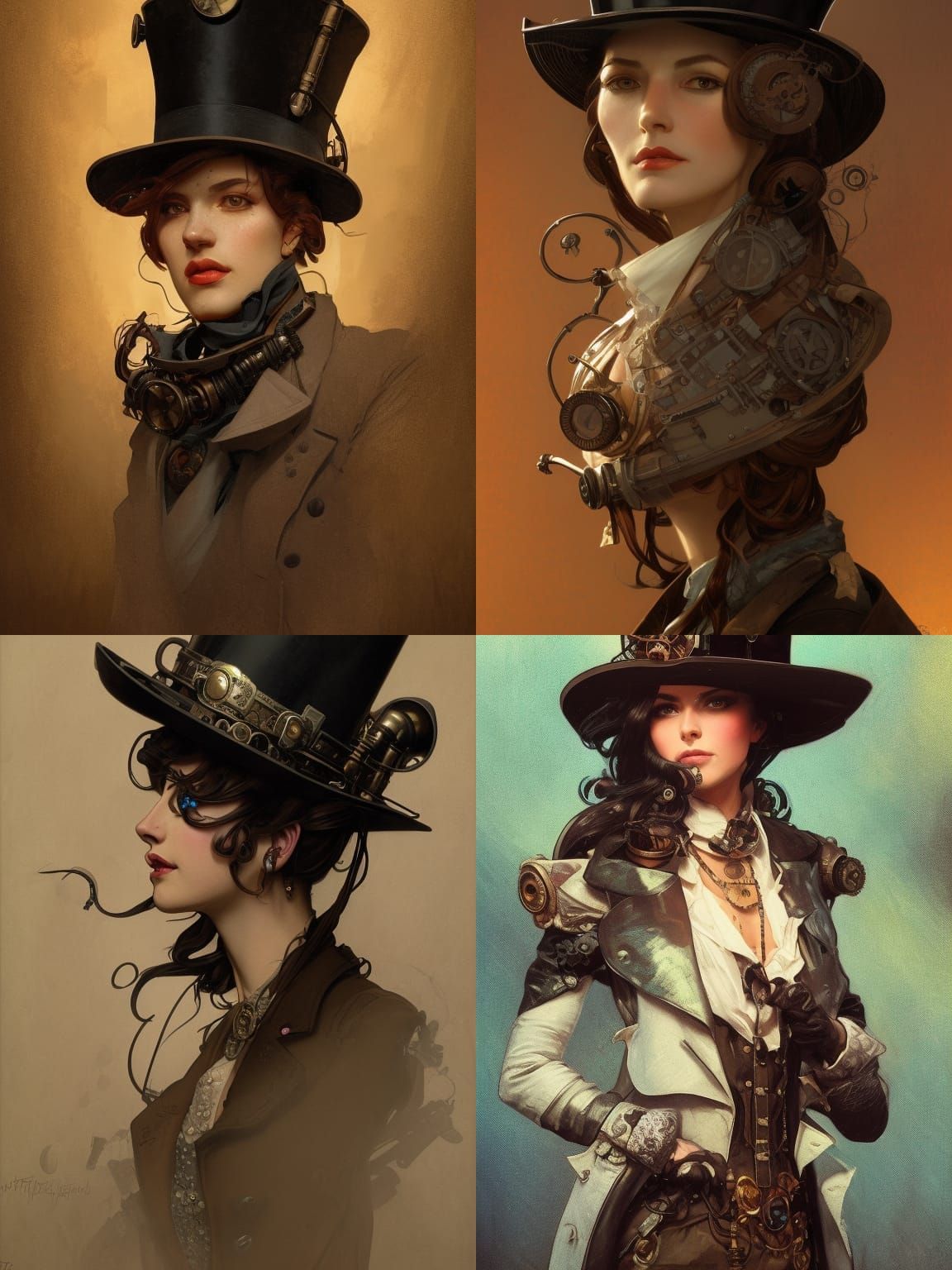 Steampunk, Head and shoulders portrait, Wearing trenchcoat and top hat ...