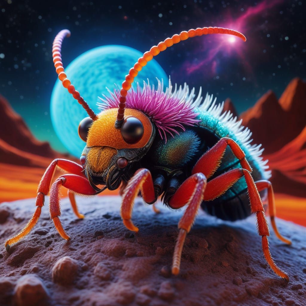 Ethereal Alien Specimen on Iridescent Exoplanet - AI Art