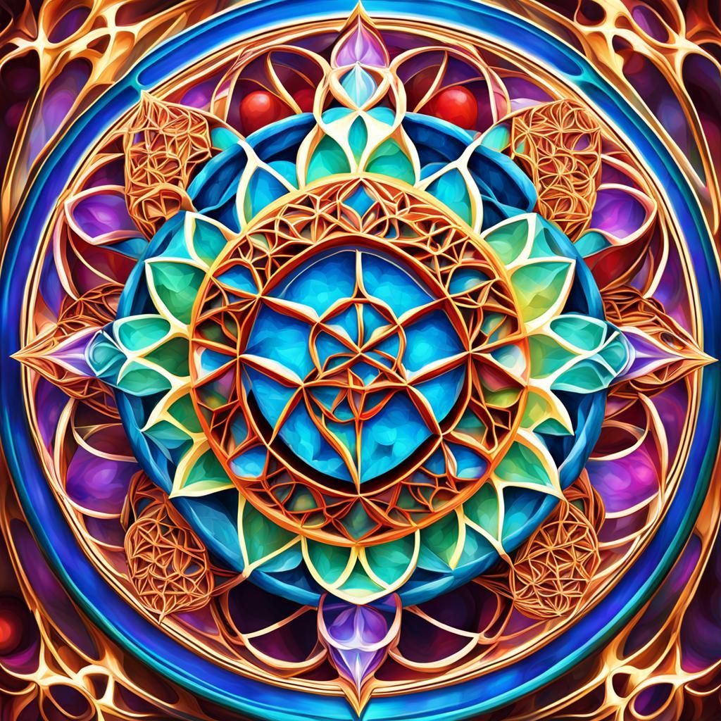 Fruit of life, emerging from the heart f the illustrious flower of life ...