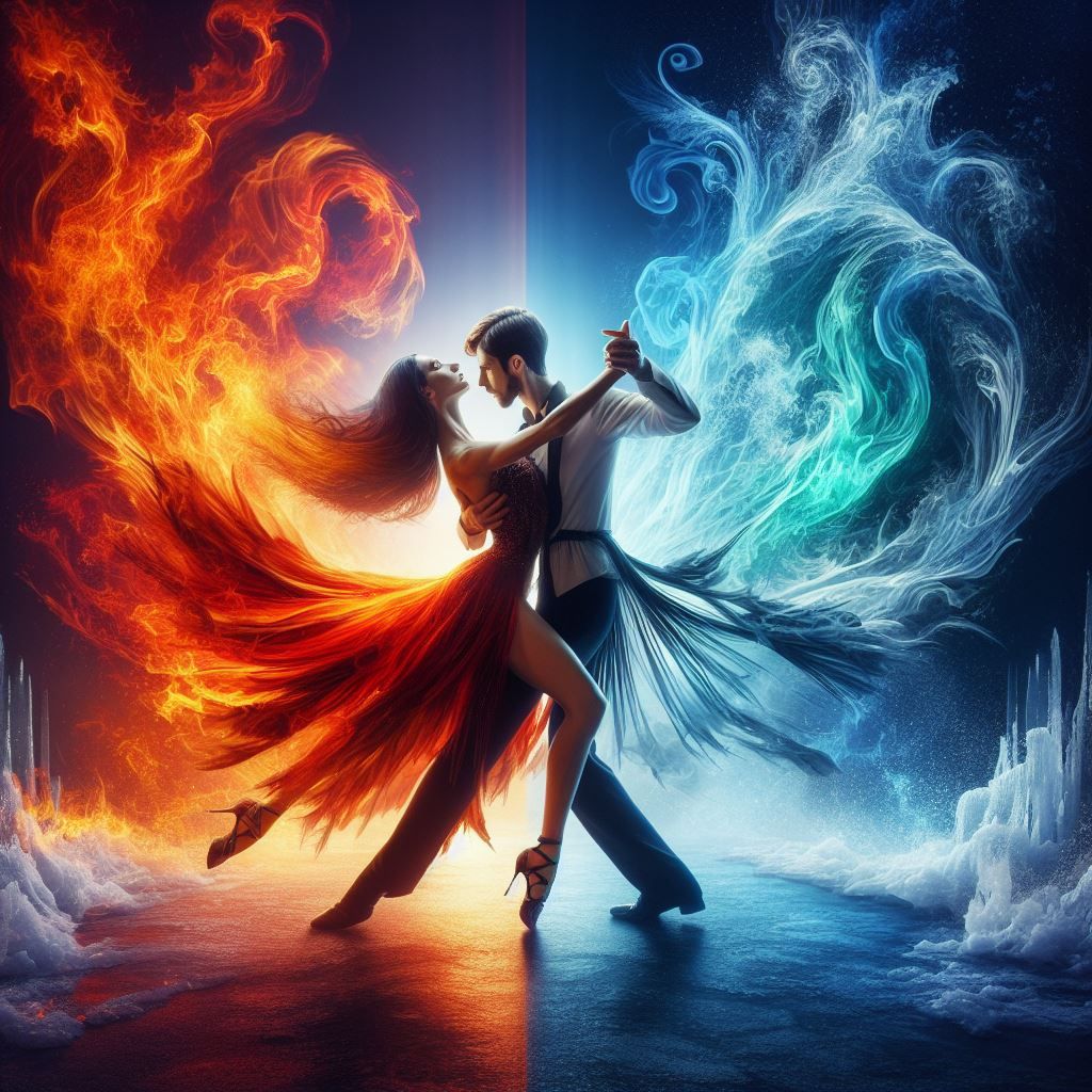 Eternal Tango of Fire and Ice - AI Generated Artwork - NightCafe Creator