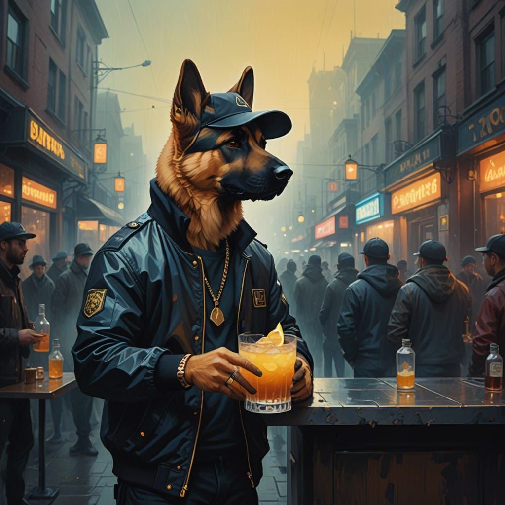 K9 and juice - Sleek German Shepherd Bartender Mixes Glow-in...