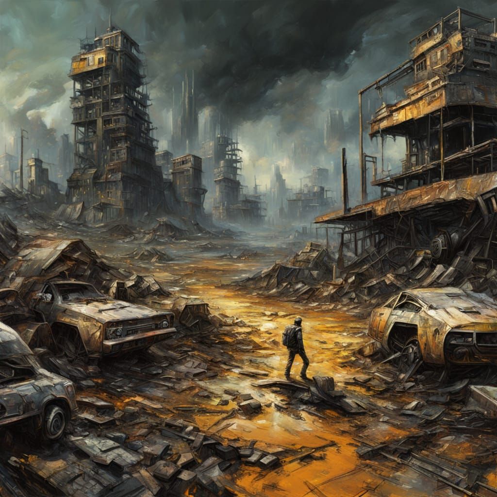 image of a dystopian future for humans after a mega earthquake and ...