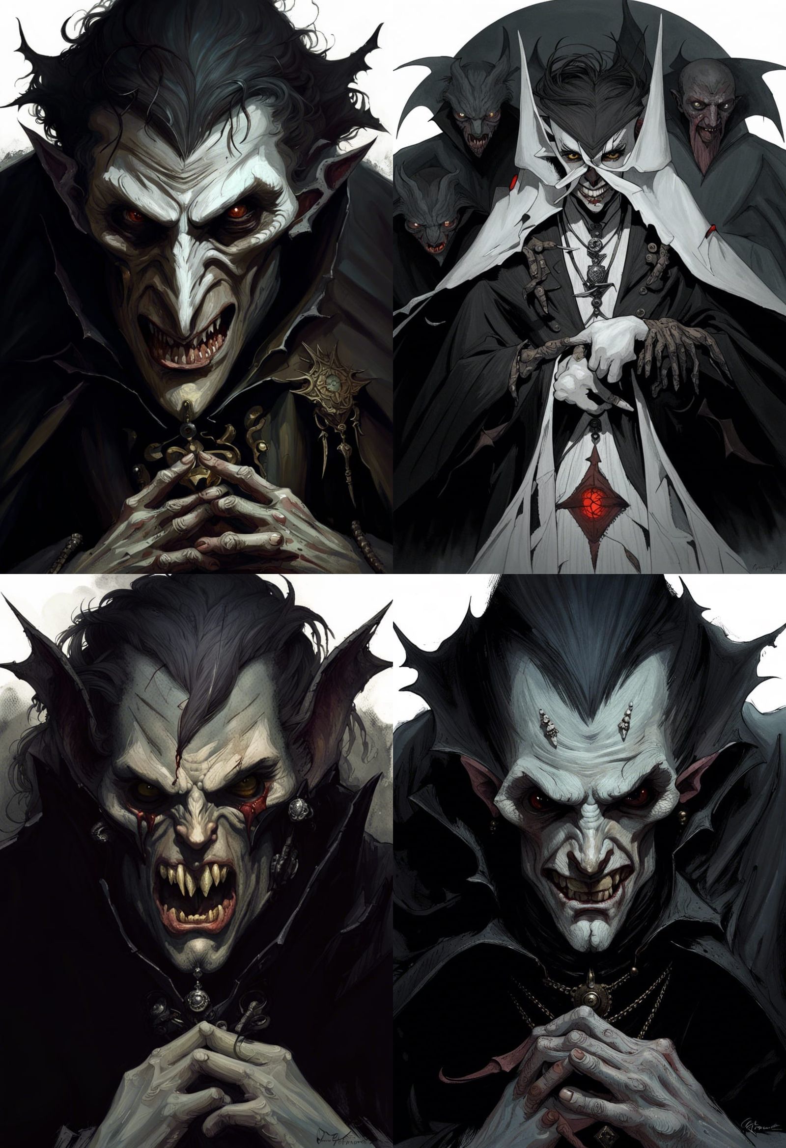 victorian man vampire, blind, sad, pointy fangs, dark nightmare, shaman ...