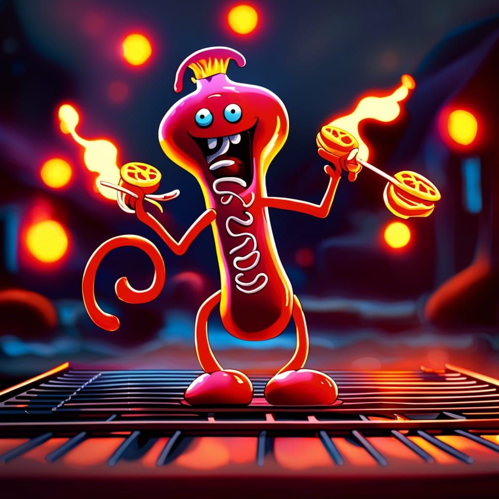 Evil Hotdog Dancing on the BBQ Grill VIII - AI Generated Artwork ...