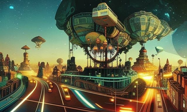 Fantasy Landscape : City sci-fi Roads and buildings - AI Generated ...