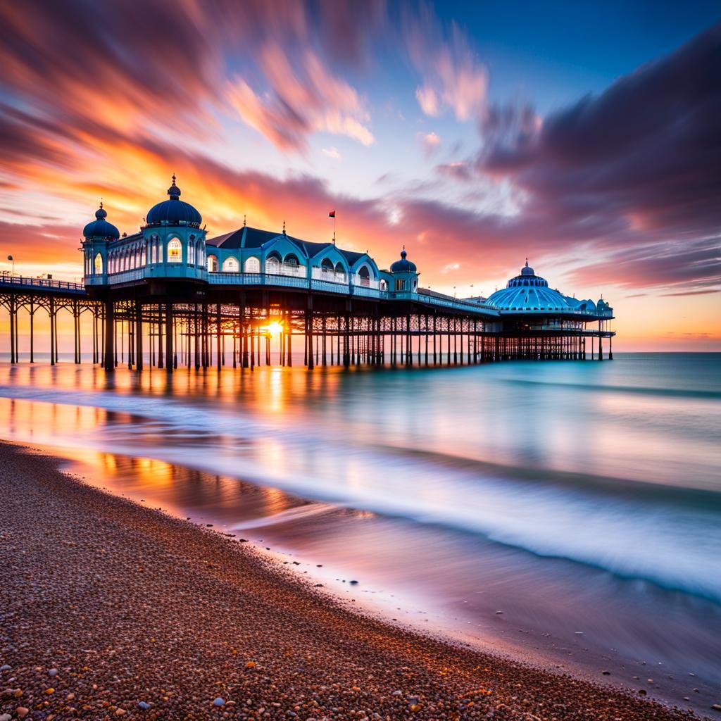 Sunset at the pier - AI Generated Artwork - NightCafe Creator