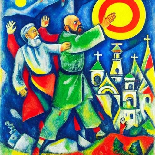 Lenin meet Jesus in Year 2042 Time clashes by Natalia Goncharova and ...