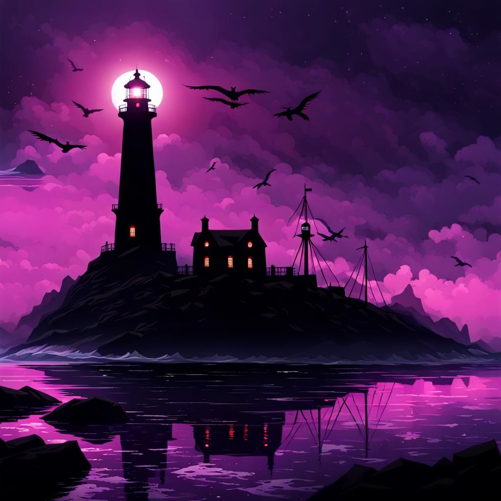 Lighthouse - Dark - AI Generated Artwork - NightCafe Creator