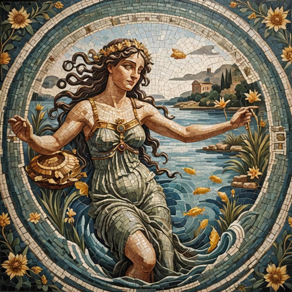 Water Nymph Mosaic - AI Generated Artwork - NightCafe Creator