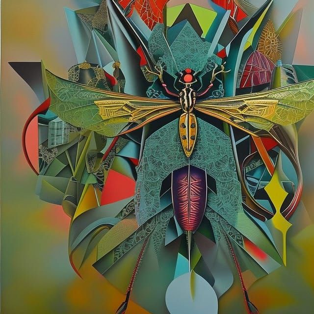 A surreal realistic, multi-layered composition of different shapes and ...